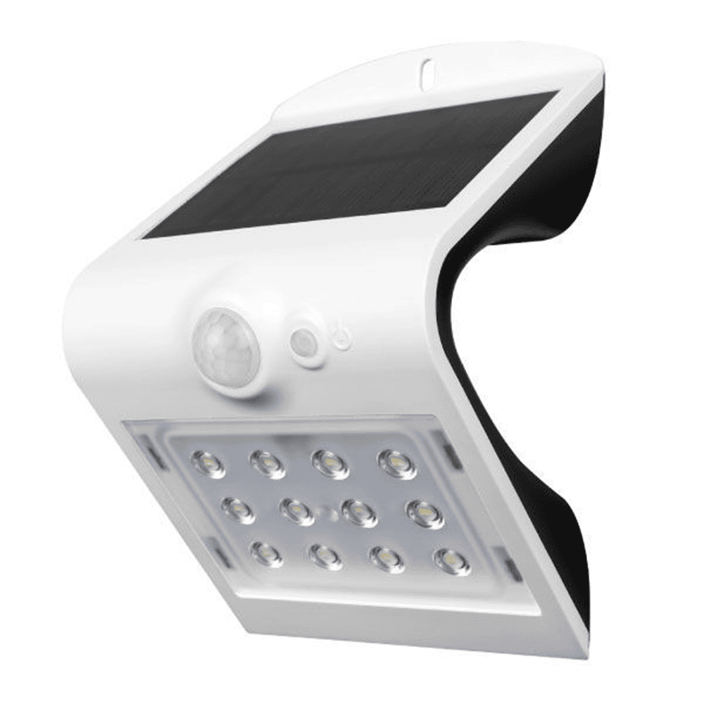 Luceco Outdoor Solar Wall Light in White with PIR Sensor — SM ...