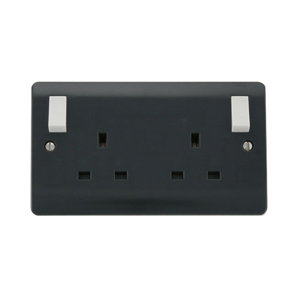 Scolmore Click Mode Part M 2 Gang Switched Socket in Anthracite Grey ...